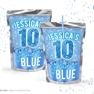 Shades of Blue Birthday Candy Bar Wrapper, Printable Templates, Blue ...