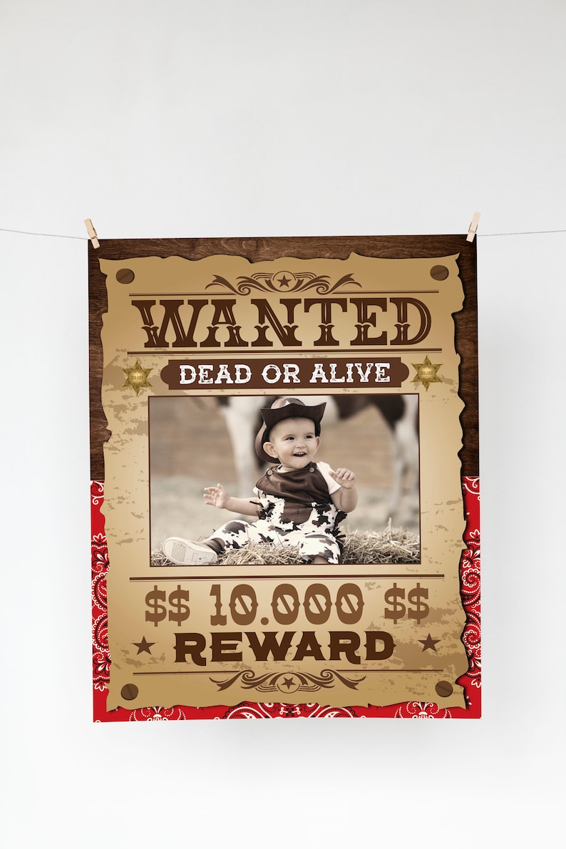 Cowboy Birthday Printable Wanted Sign Template Rodeo Western - Etsy