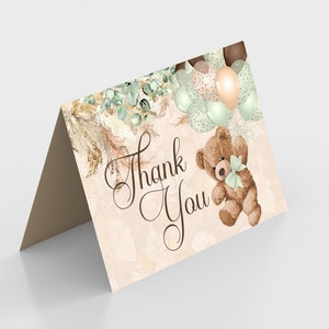 Teddy Bear Thank You Cards Beary Birthday Hot Air Balloon Bear Baby ...