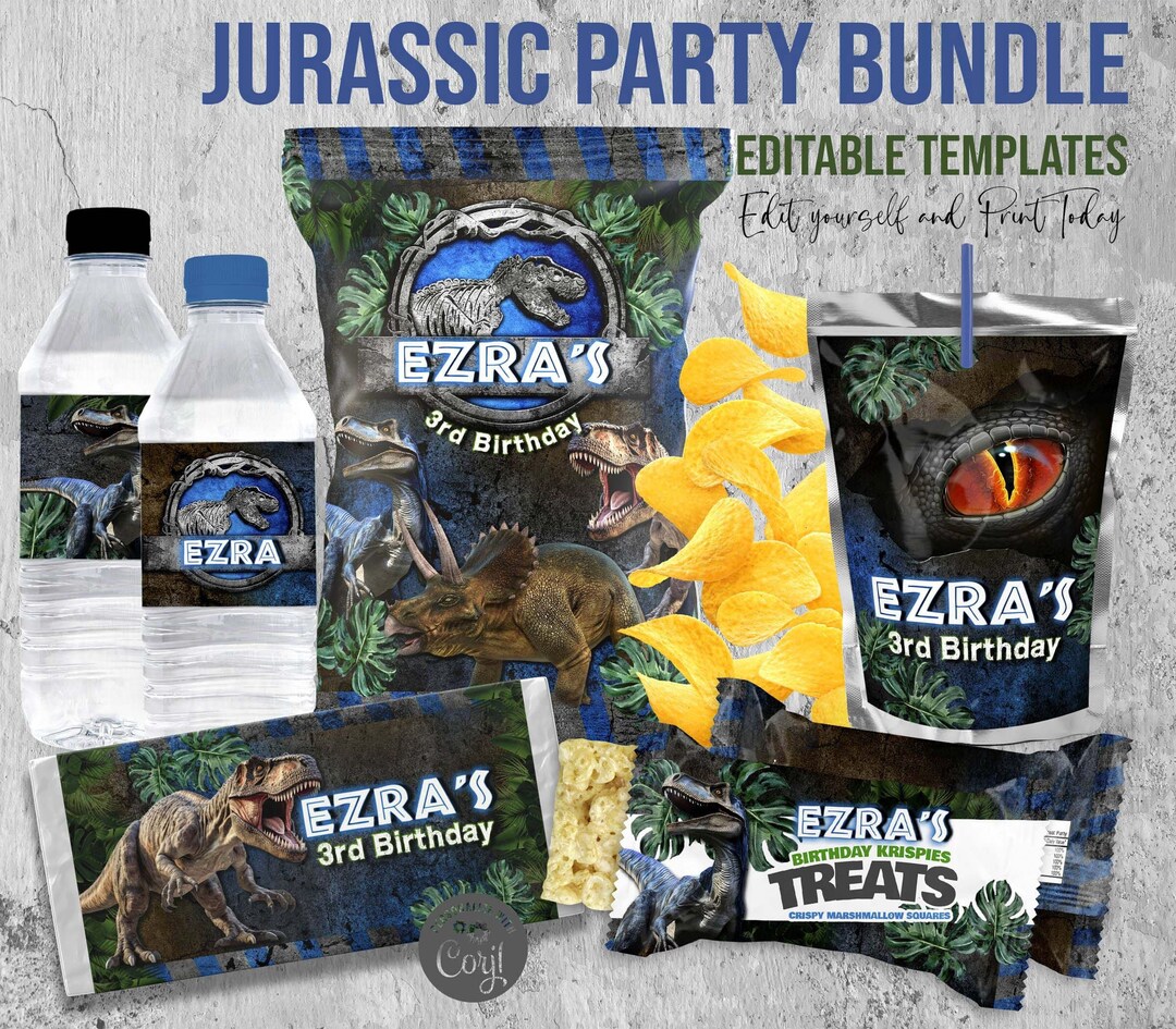 Jurassic Birthday Party Bundle Kit Template Printable Dinosaur Birthday ...
