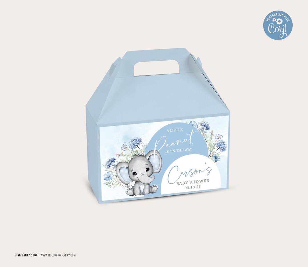 Elephant Gift Box Labeleditable Template Custom Elephant Editable Favor ...