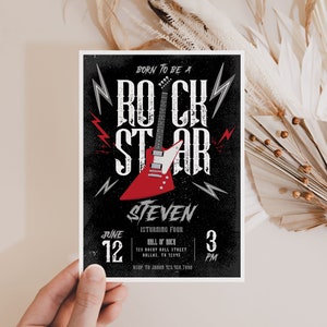 Rock and Roll Birthday Invitation Template Printable, Rock Party ...