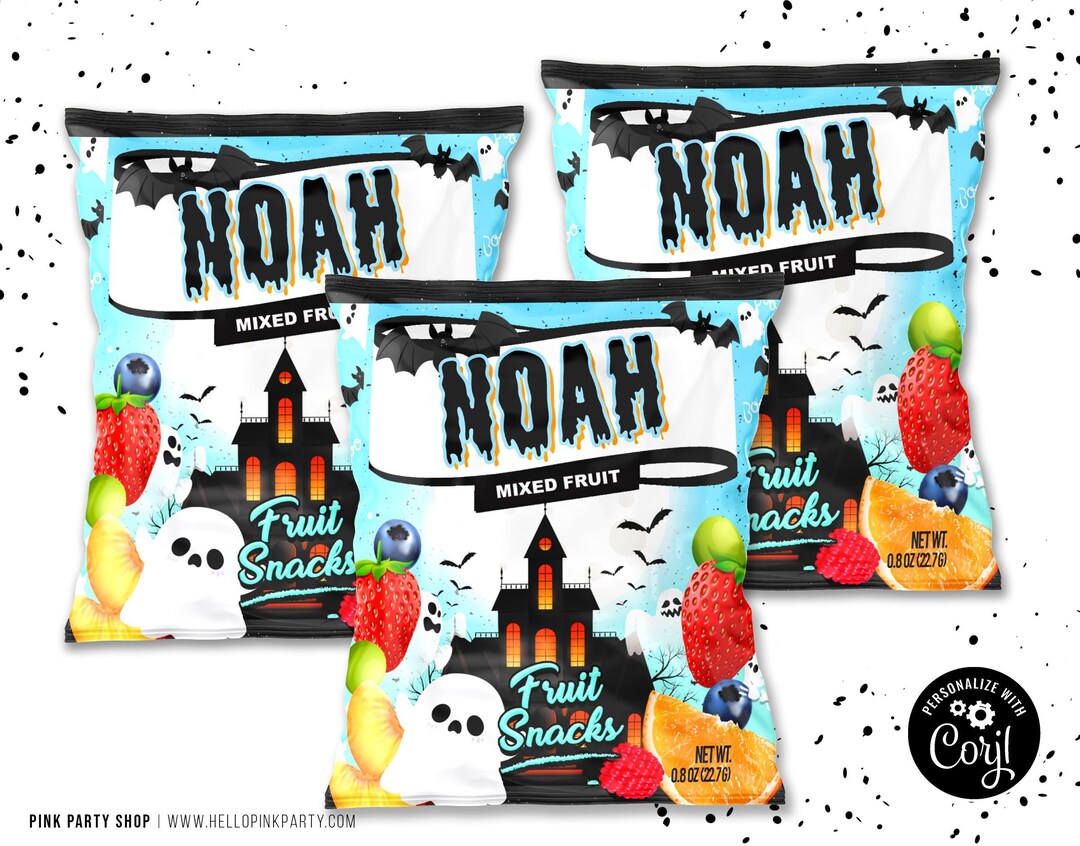 Halloween Birthday Fruit Snack Bag Template: Editable Candy Favor ...