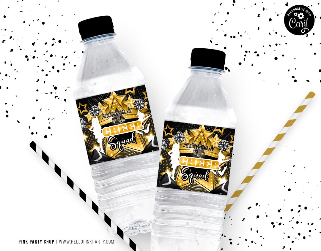 Cheerleading Water Labels Wrapper, Printable Templates, Cheer Squad ...