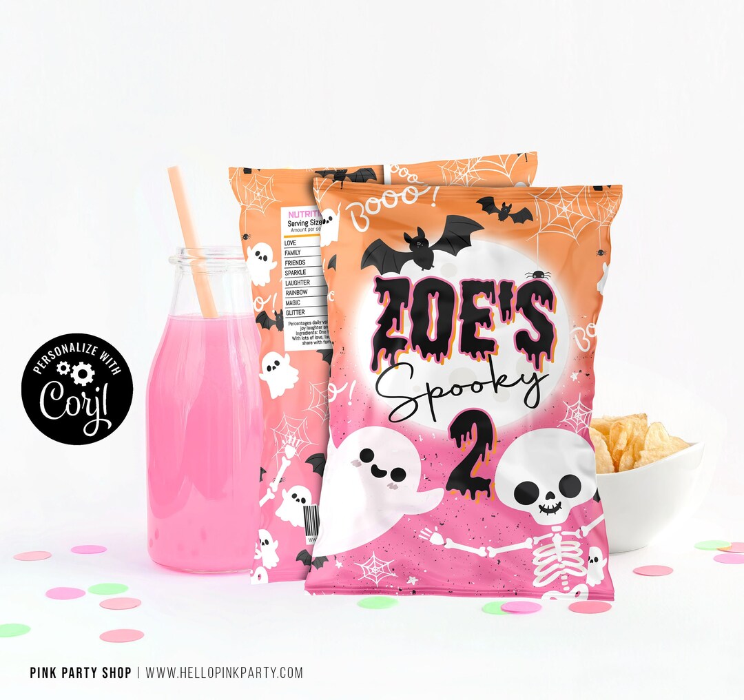 Halloween Chip Bag Label: Spooky Ghost Skeleton Favor (digital Download ...