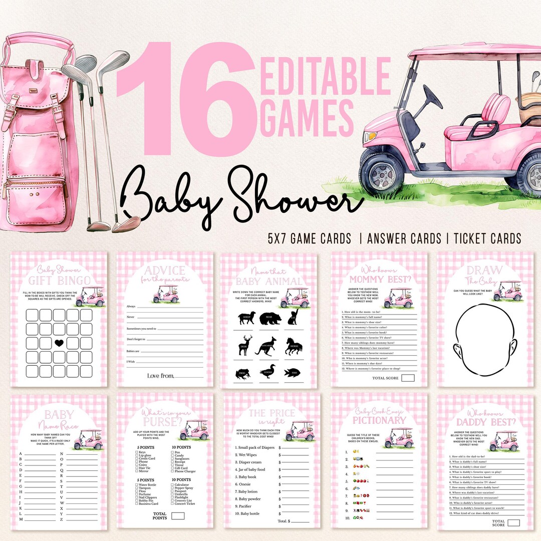 Editable Golf Baby Shower Game Bundle Let's Par-tee Baby Shower Game ...