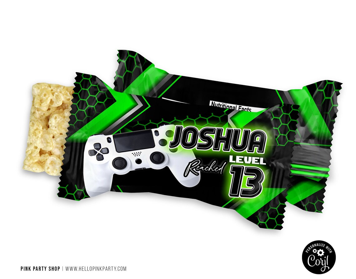 Gamer Birthday Candy Bar Wrapper: Editable Chocolate Label (digital ...