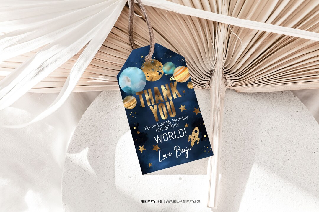 OUTER SPACE TAG, Birthday Thank You Tag, Template Printable, Space ...