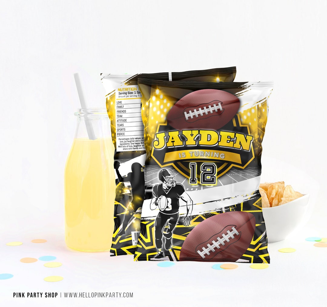 Football Birthday Chip Bag Template (printable) - Etsy