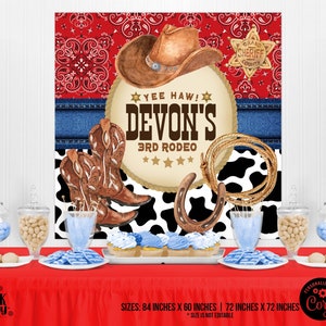 Editable Cowboy Birthday Backdrop: Western Rodeo Banner (digital ...