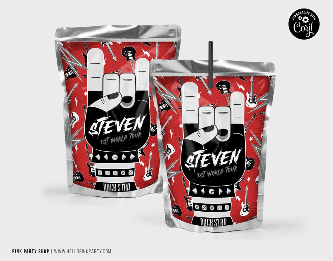 Editable Rock Star Birthday Party Fruit Snacks Born to Rock - Etsy