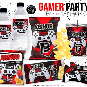 Gamer Birthday Gable Box Labels, Printable Templates, Gaming Birthday ...