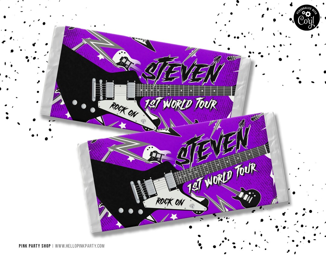 Editable Rock Star Birthday Party Custom Candy Bar, Born to Rock Party ...