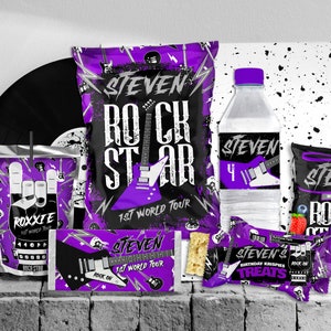 Editable Rock Star Birthday Party Custom Candy Bar, Born to Rock Party ...