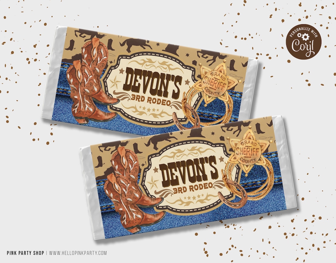 Cowboy Birthday Party Candy Bar Wrapper Template Printable - Etsy