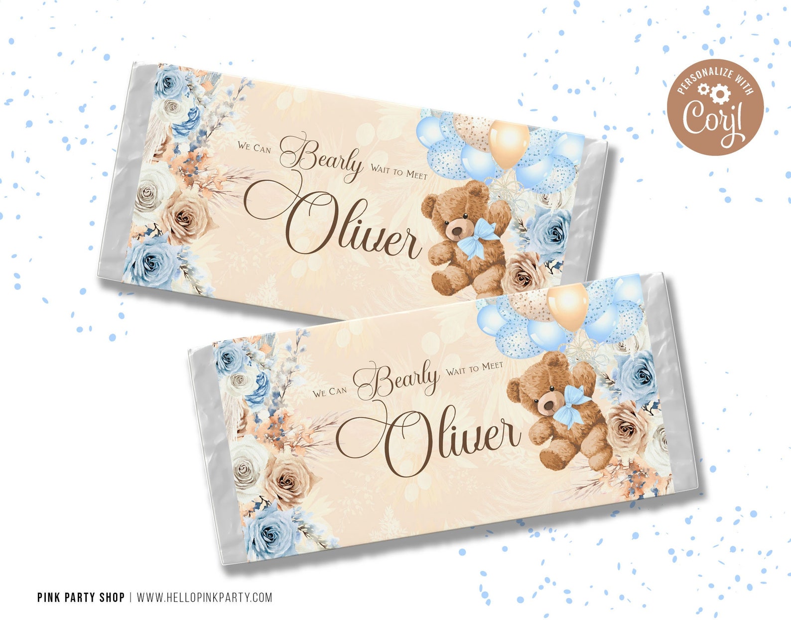 Teddy Bear Baby Shower Candy Bar Wrapper Template (digital Download) - Etsy