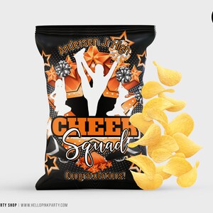 Cheerleader Chip Bag, Template Printable, Cheer Birthday Chip Bag ...