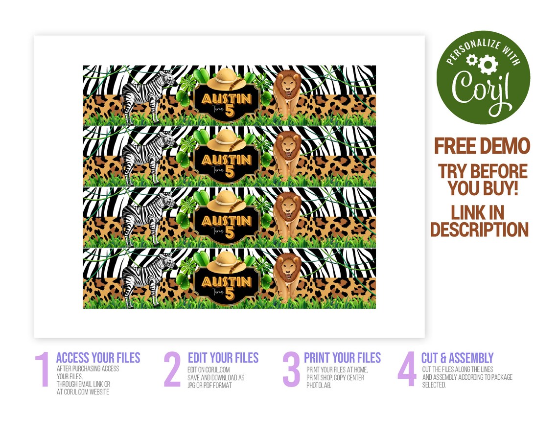 Kids Birthday Water Labels Wrapper Printable Templates Kids - Etsy