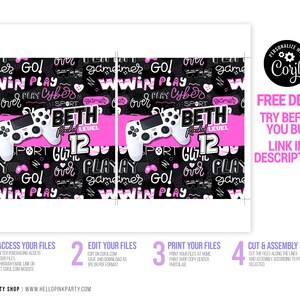 Gamer Birthday Candy Bar Wrapper, Template Printable, Gaming Birthday ...