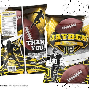 Football Birthday Chip Bag Template (printable) - Etsy