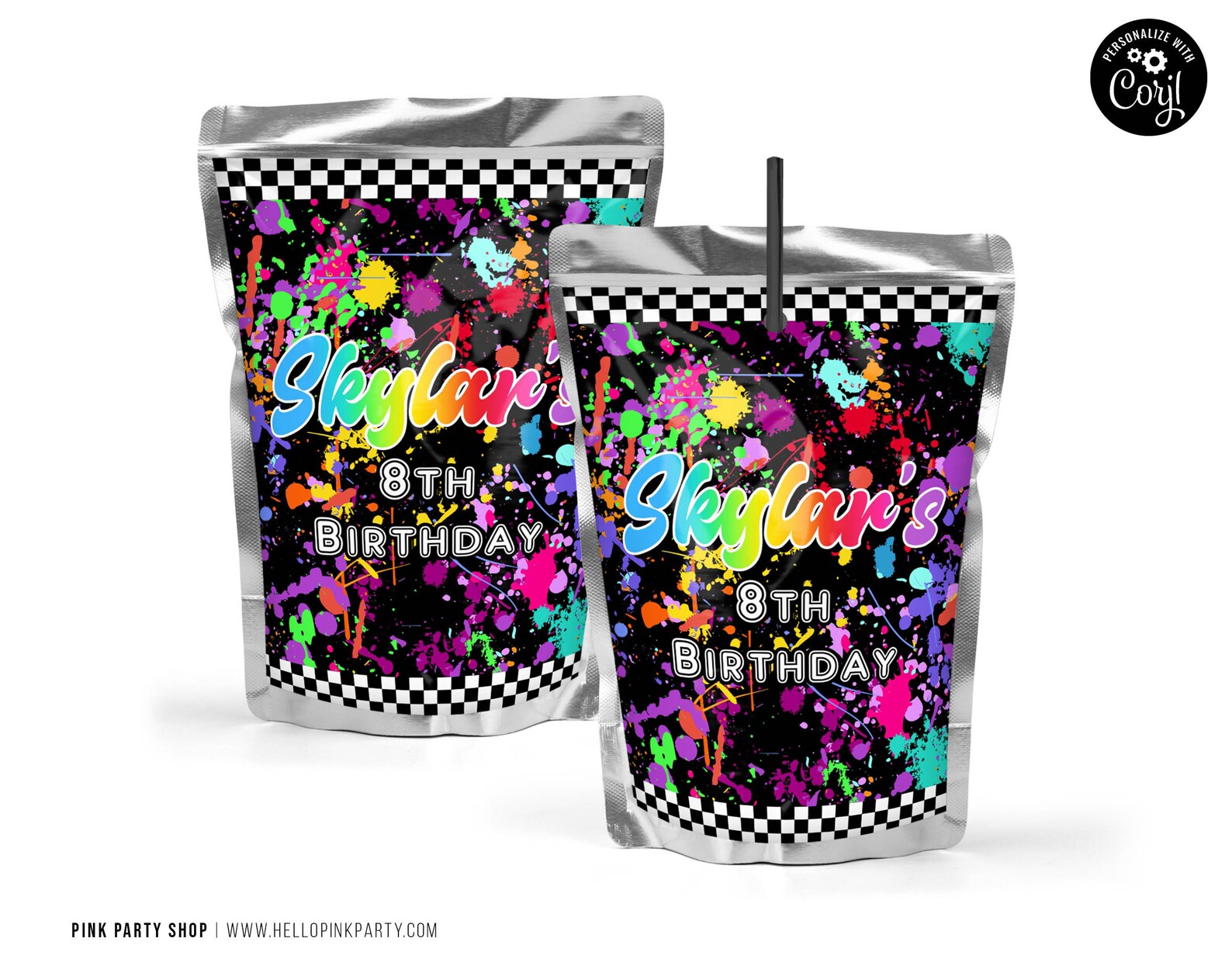 Editable Paint Splatter Birthday Party Bundle Kit, Template Printable ...