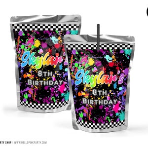 Editable Paint Splatter Birthday Party Bundle Kit, Template Printable ...