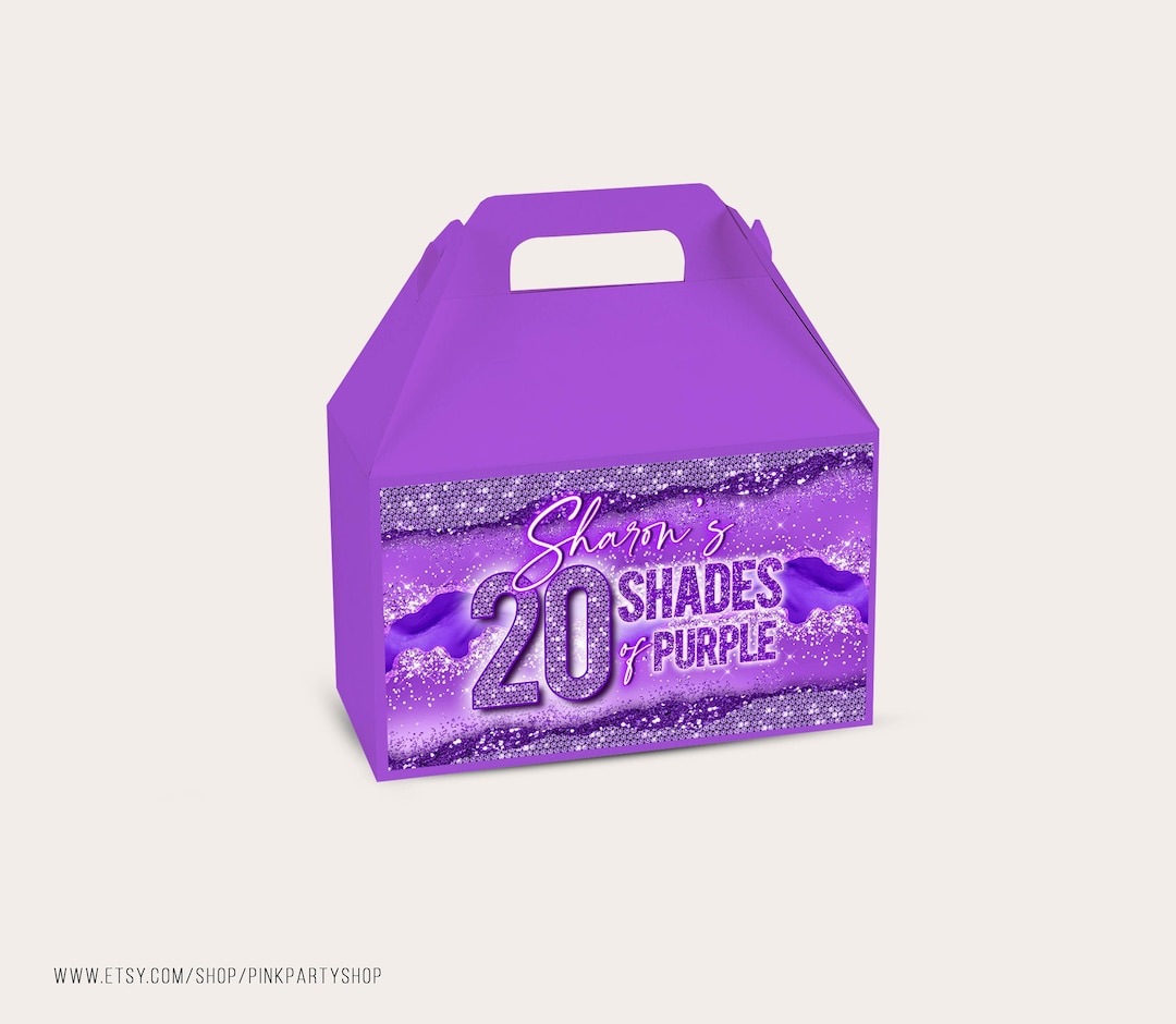Shades of Purple Birthday Gift Box Label: Editable Template (digital ...