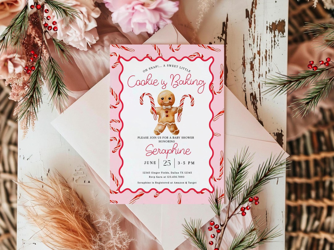 Gingerbread Baby Shower Invitation Editable Template Candy Cane ...