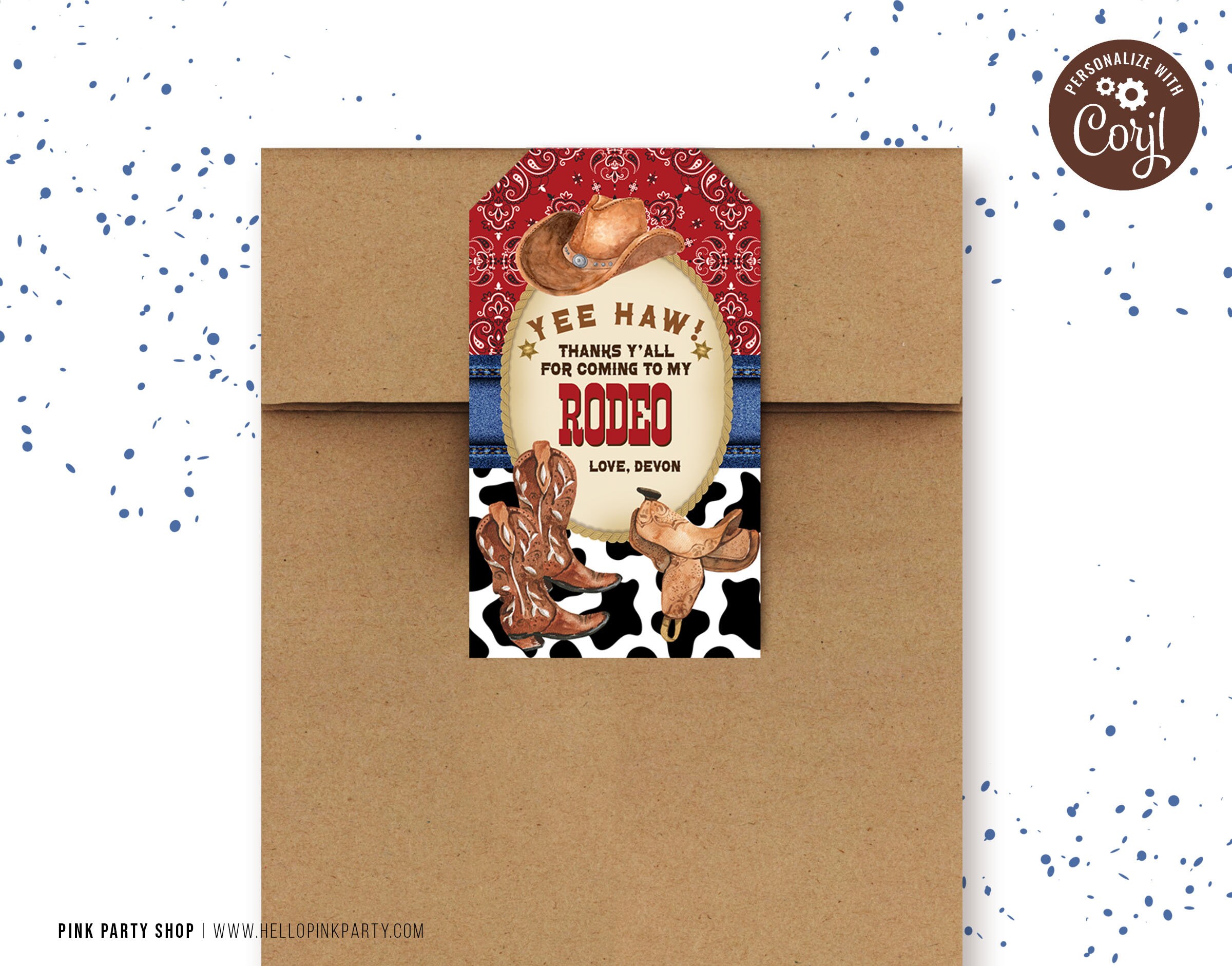 Cowboy Birthday Thank You Tags: Western Rodeo Favor (editable Template ...