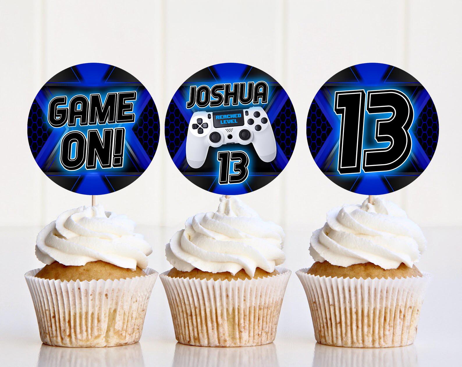 Video Game Birthday Cupcake Toppers: Editable Gamer Party Decor ...