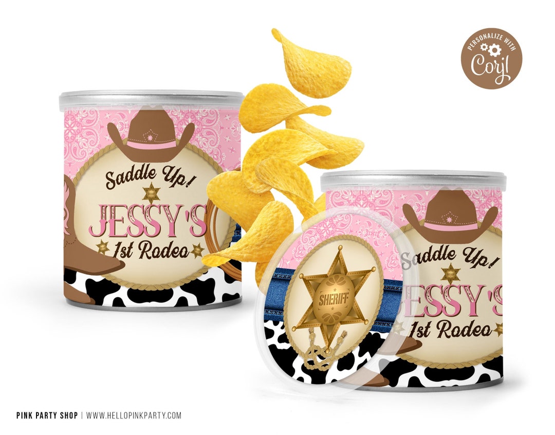 Cowgirl Birthday Potatoes Wrapper, Template Printable, 1st Rodeo ...