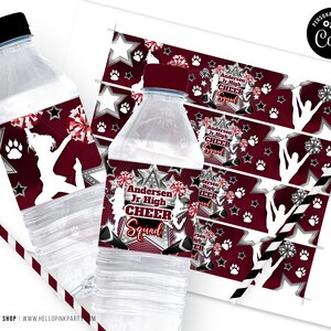 Cheerleading Water Labels Wrapper, Printable Templates, Cheer Squad ...