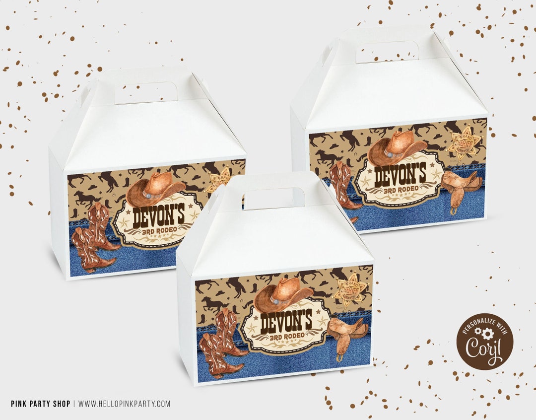 Cowboy Birthday Gable Box Labels, Printable Templates, Western Birthday ...