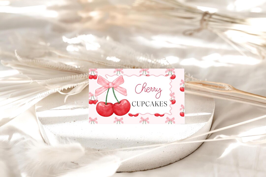 Cherry Baby Shower Food Tent Label Editable Template Cherries Baby ...