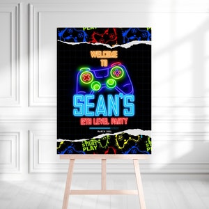 Gamer Birthday Welcome Sign Printable Gaming Birthday Sign Editable ...