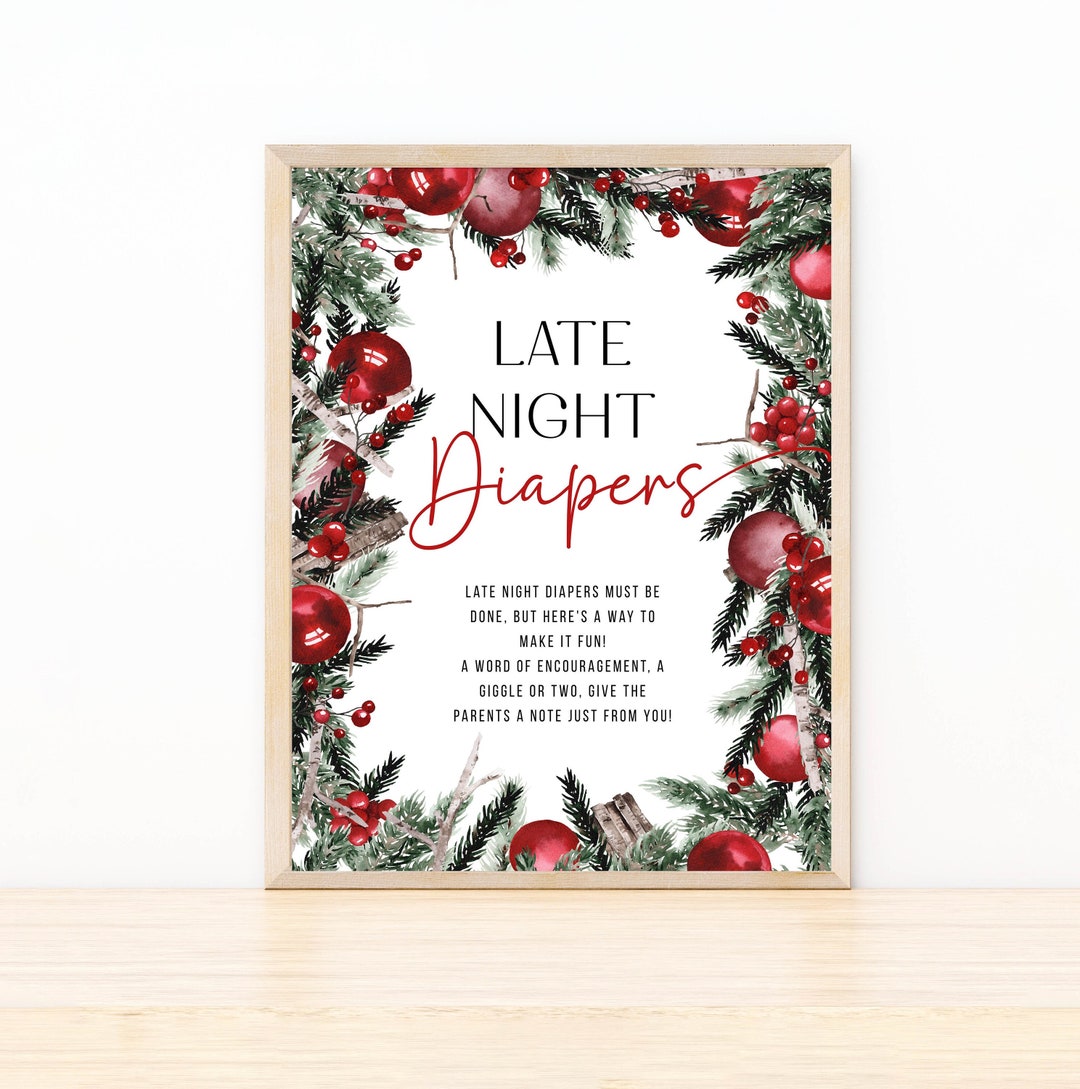Late Night Diapers Sign A Merry Little Baby Shower Christmas Baby ...