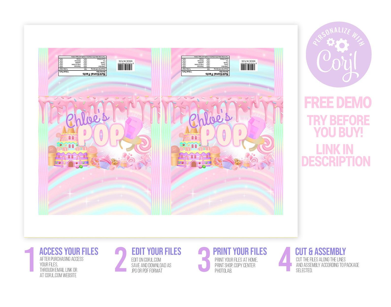 Kids Birthday Ring Pop Template Printable Kids Birthday Snack - Etsy