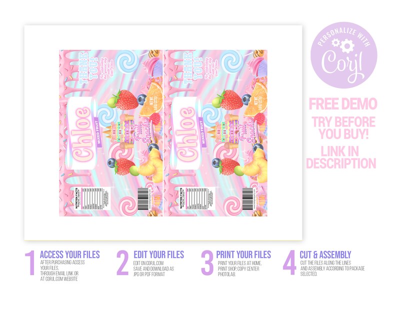Kids Birthday Fruit Snacks Bag Template Printable Kids - Etsy