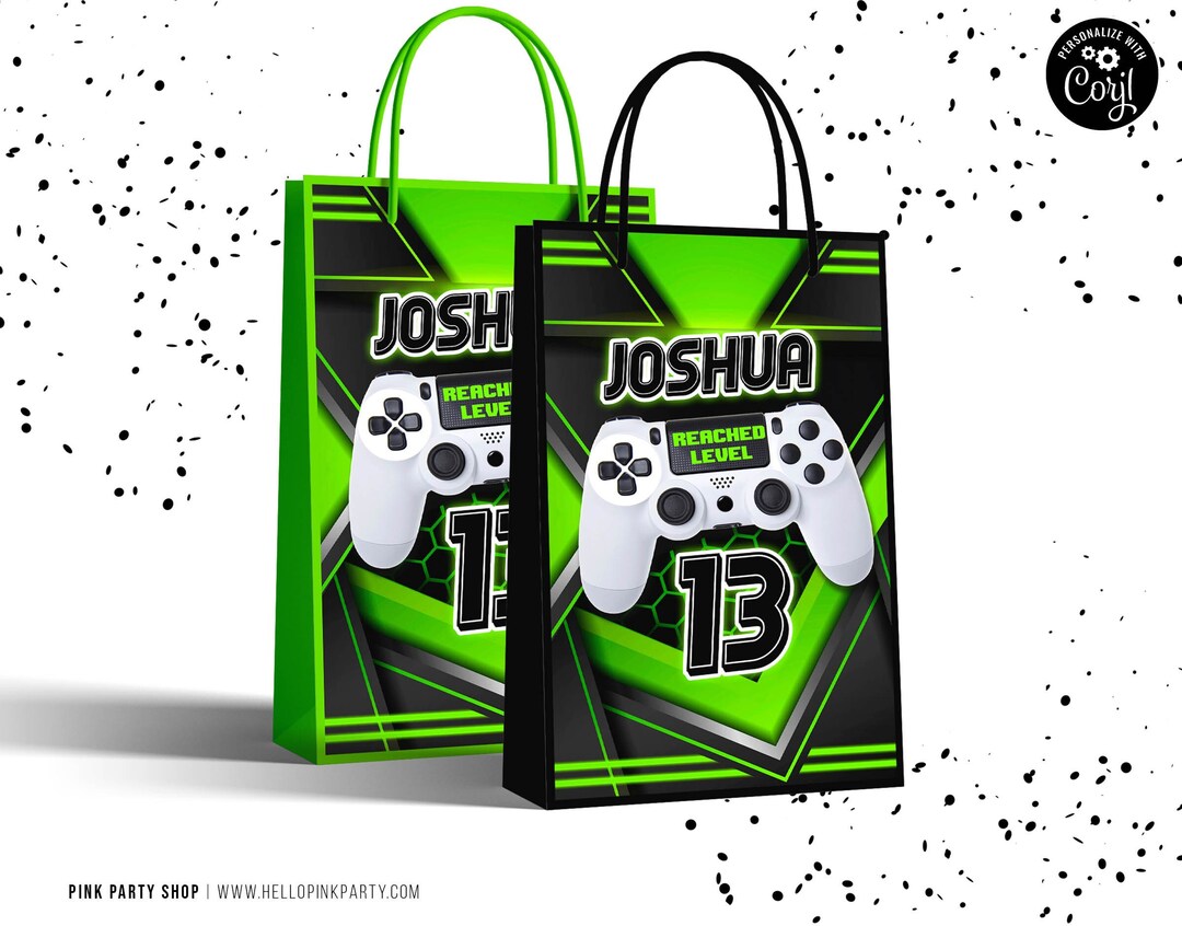 Gamer Birthday Gift Bag Labels, Printable Templates, Gaming Birthday ...