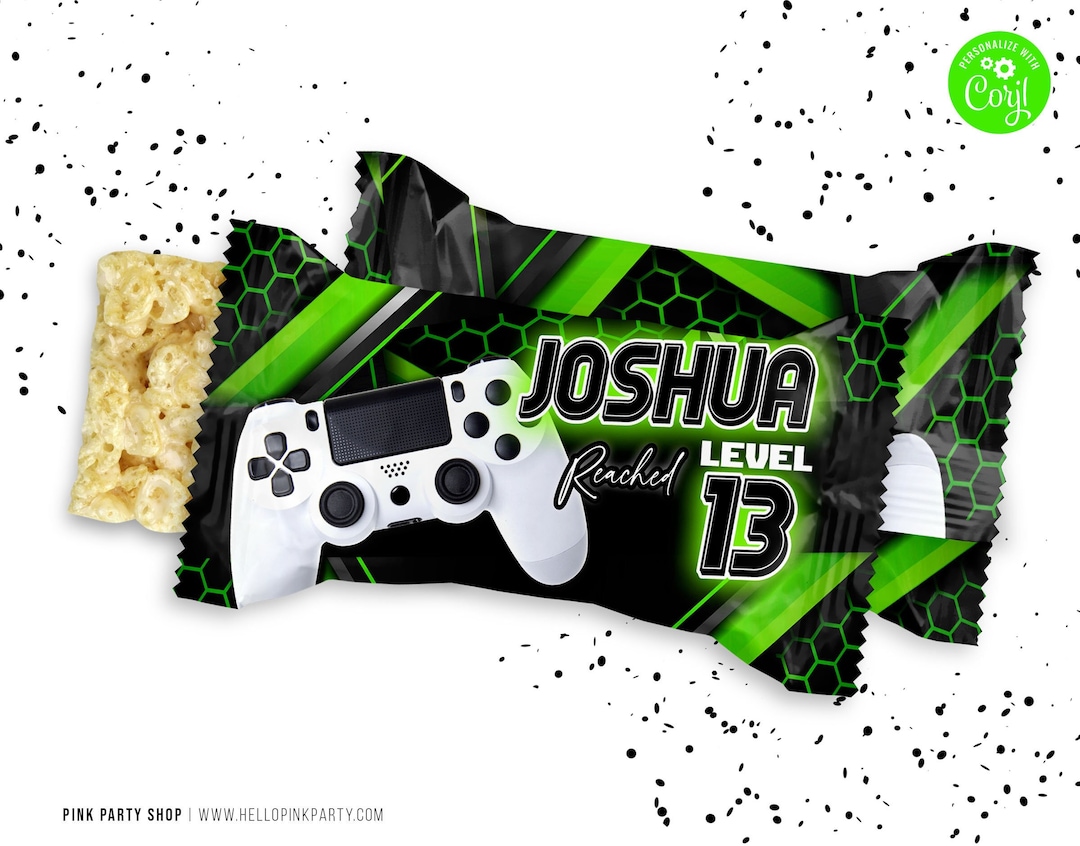 Gamer Birthday Candy Bar Wrapper: Editable Gaming Party Favor (digital ...