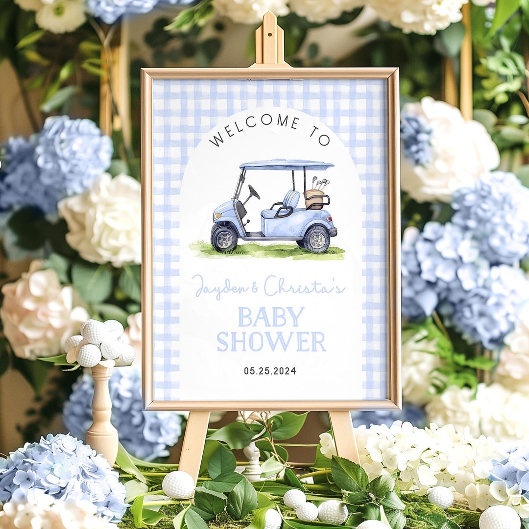 Editable Golf Baby Shower Welcome Sign Let's Par-tee Baby Shower Poster ...