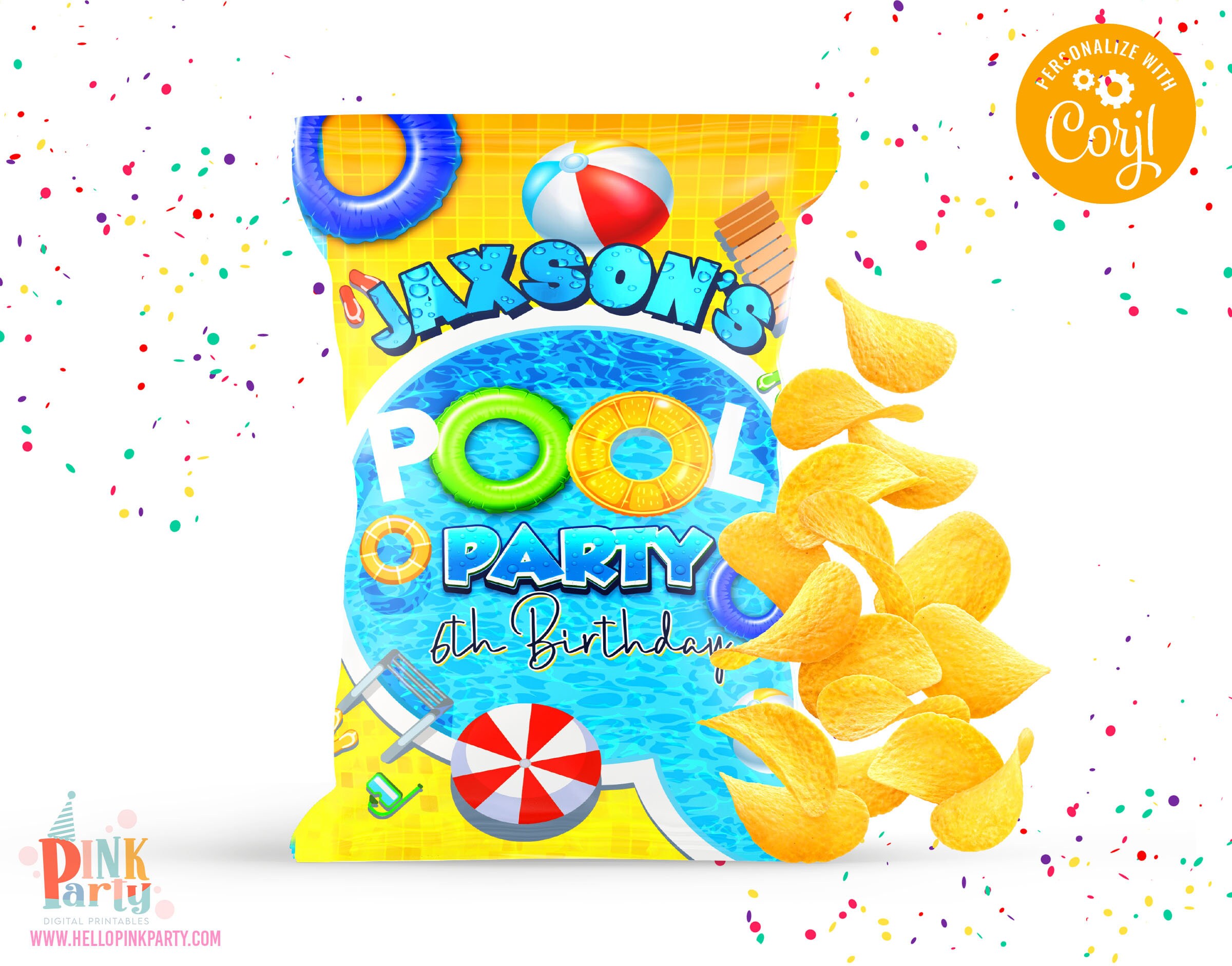 Pool Party Chip Bag: Editable Birthday Template (digital Download) - Etsy