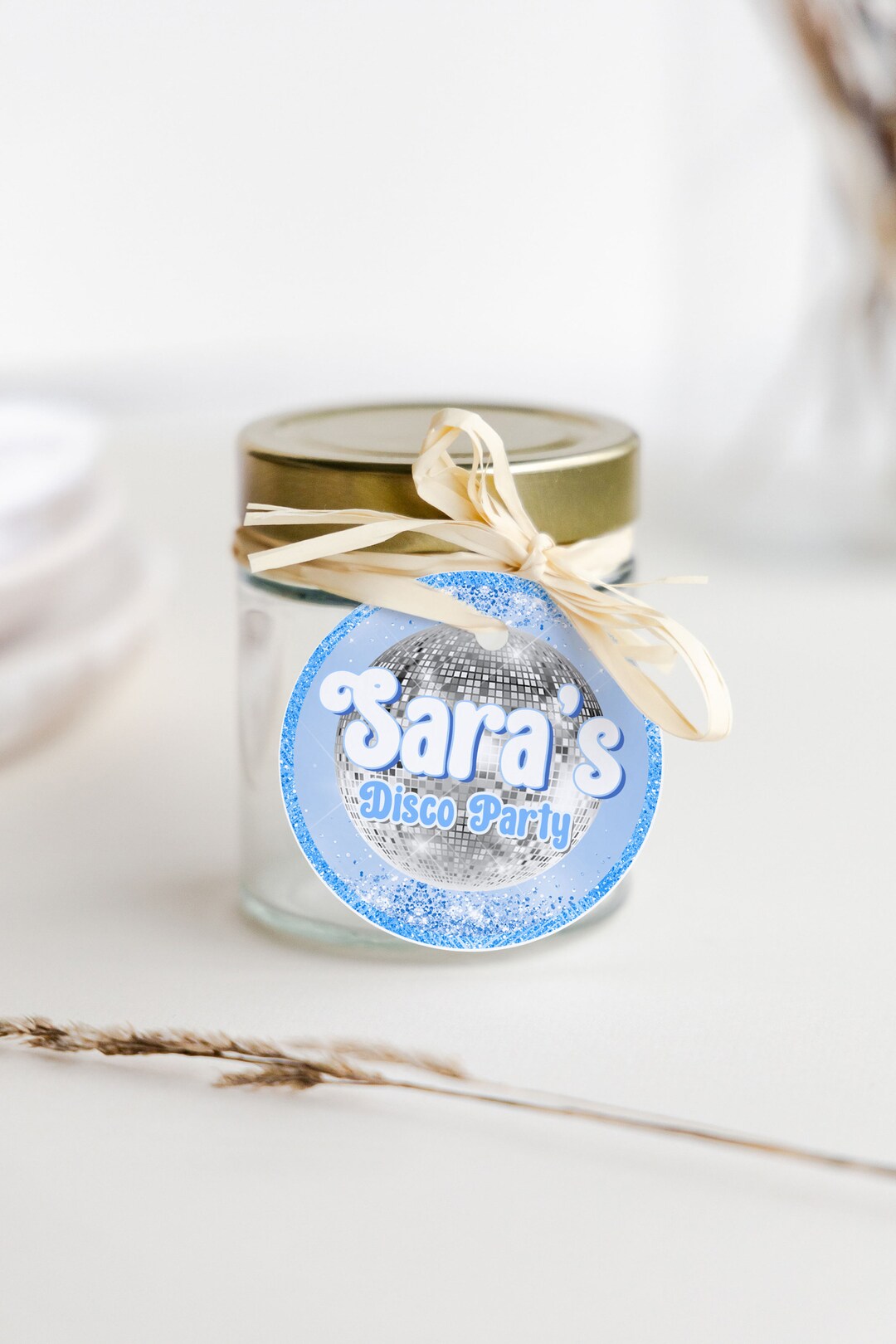 Editable Disco Ball Birthday Thank You Tag Template Printable Instant ...