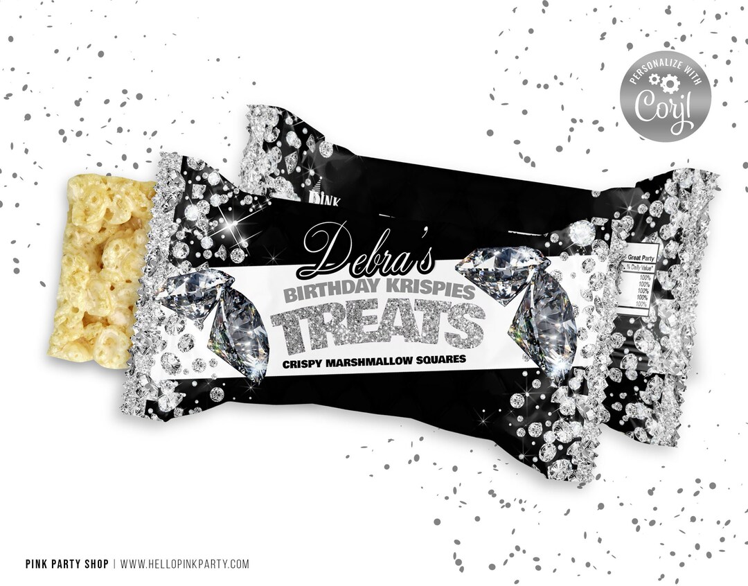 Diamonds Birthday Candy Bar Wrapper, Printable Templates, Black ...