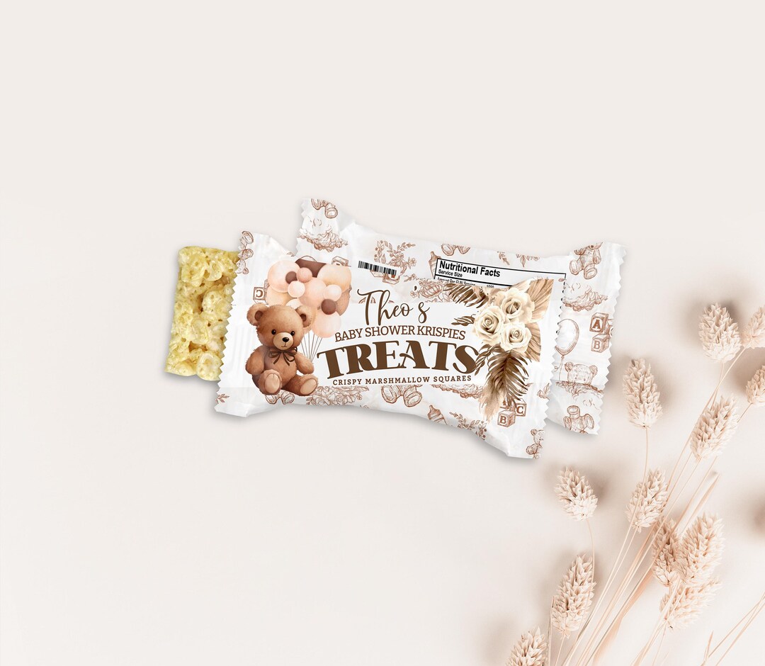 Bear Rice Treats Brown Bear Editable Rice Favor Custom Bear Editable ...