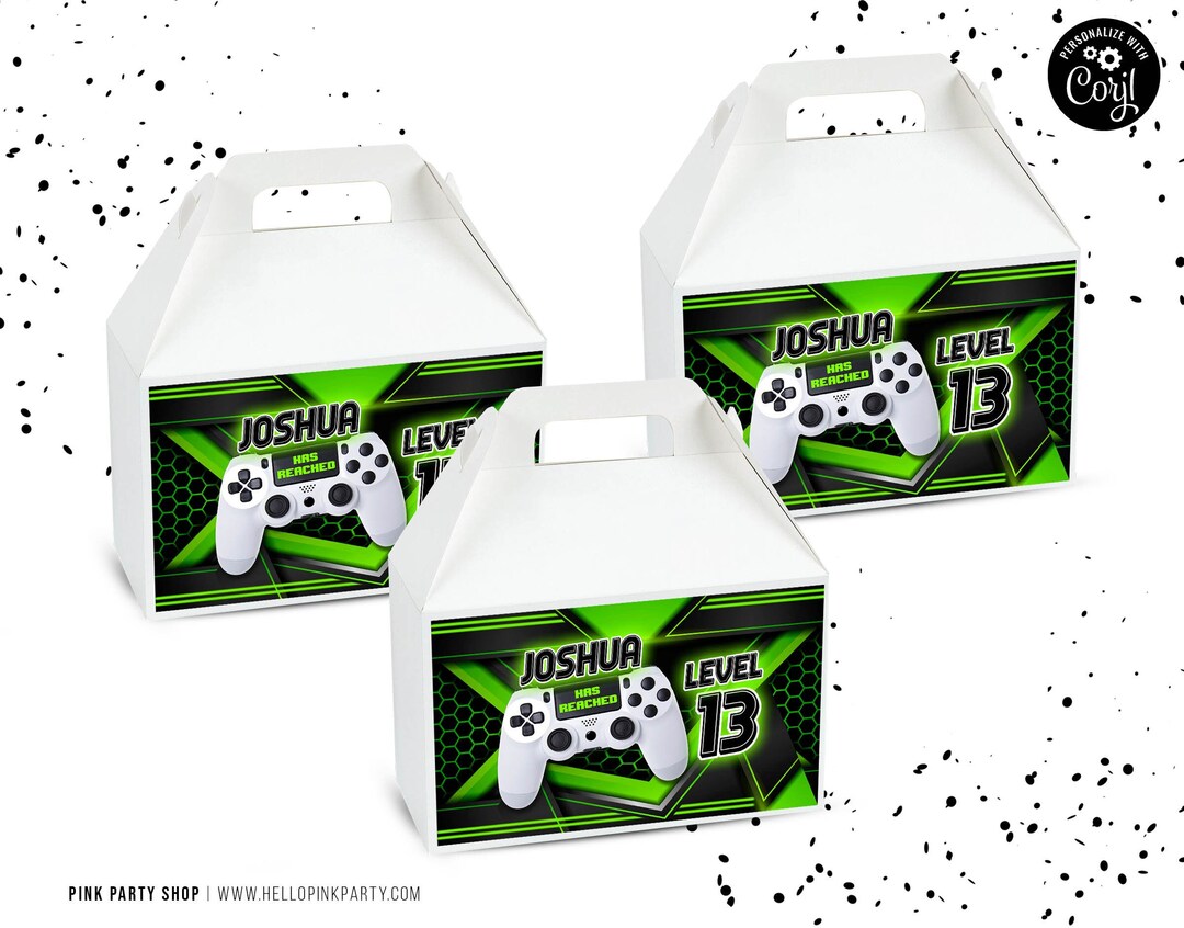 Gamer Birthday Gable Box Labels, Printable Templates, Gaming Birthday ...