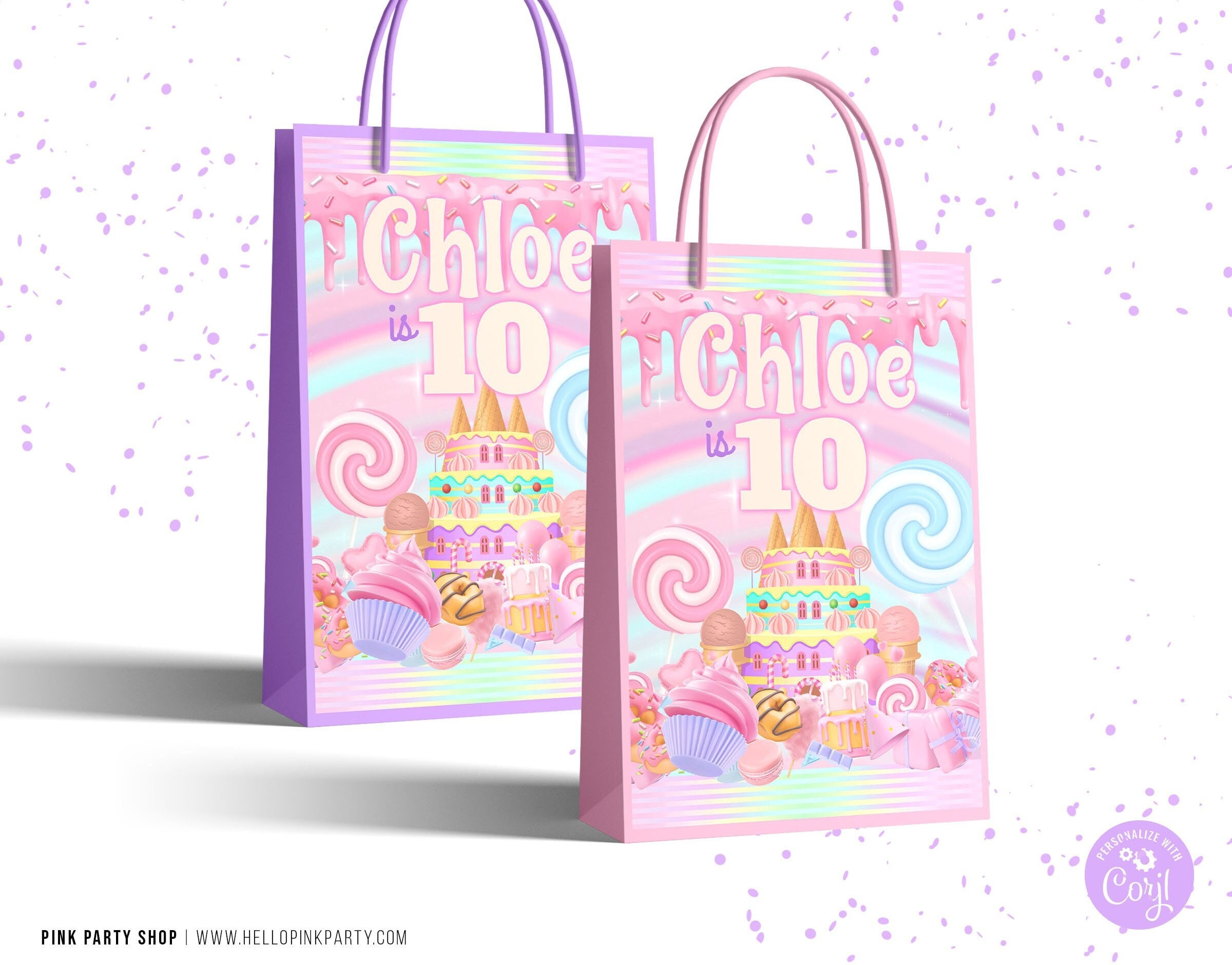 Candyland Birthday Gift Bag Labels: Editable Candy Party Favors ...