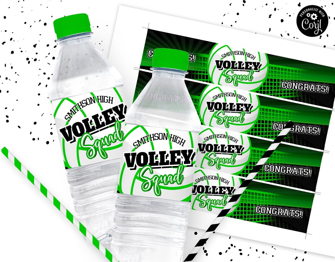 Volleyball Water Labels Wrapper, Printable Templates, Cheer Squad ...
