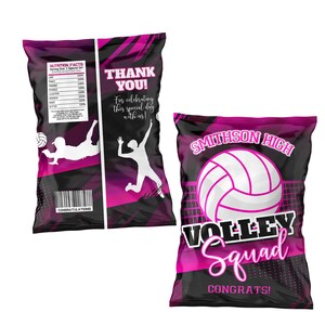 Volleyball Chip Bag, Template Printable, Cheer Birthday Chip Bag ...