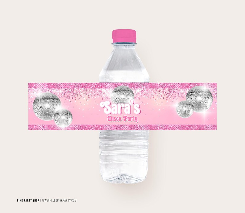 Editable Disco Ball Birthday Water Bottle Label (digital Download) - Etsy